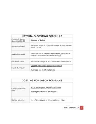 Accounting Formulas, Chart of Accounts, Dr/Cr Rule | PDF