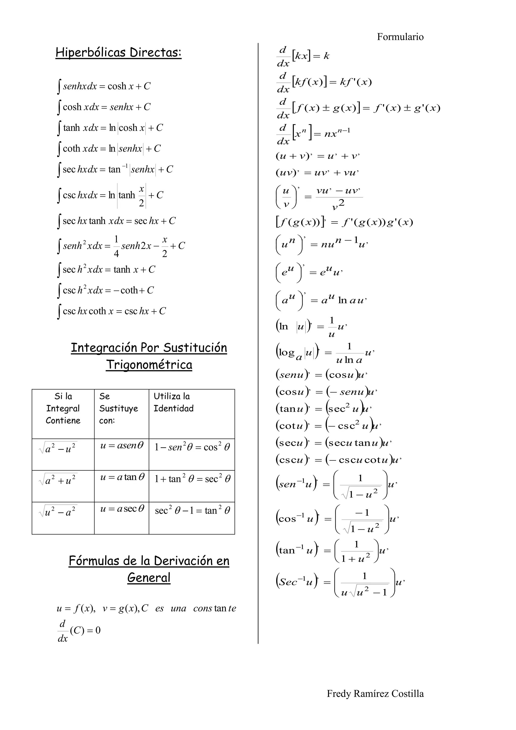 Formulas de-integración | DOCX