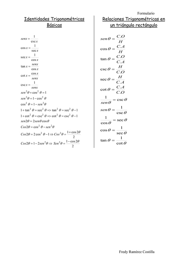 Formulas de-integración | PDF