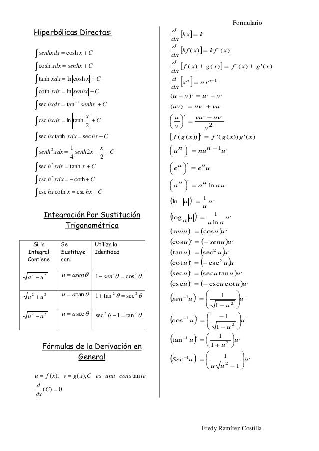 Formulario De Integrales
