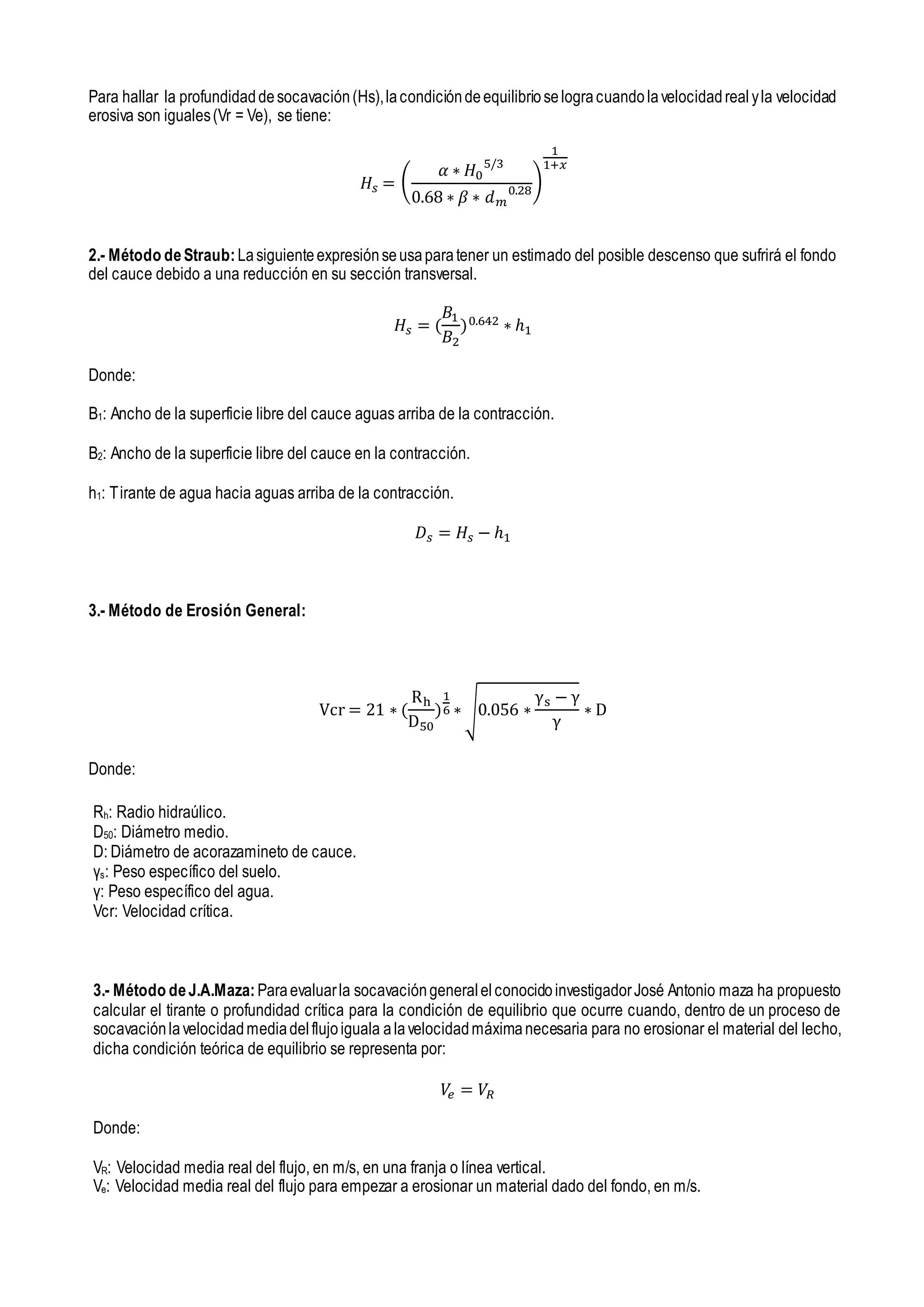 Formulas socavacion | DOCX