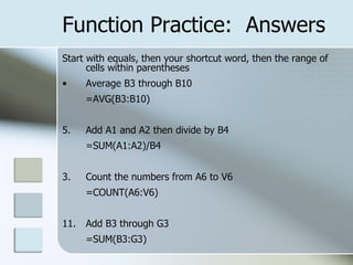 Formulas and functions | PPT