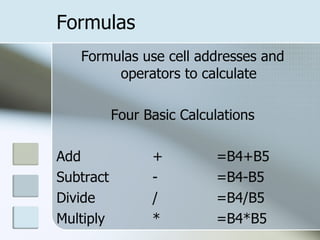 Formulas and functions | PPT