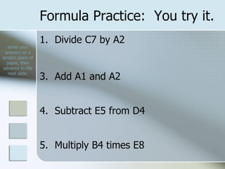 Formulas and functions | PPT