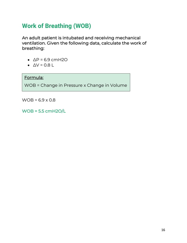 FormulasCalculationsCheatSheetRespiratoryTherapy.pdf | Lung and ...