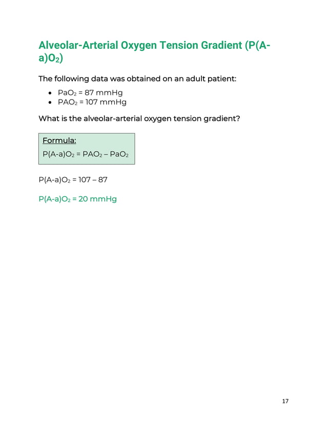 FormulasCalculationsCheatSheetRespiratoryTherapy.pdf | Lung and ...