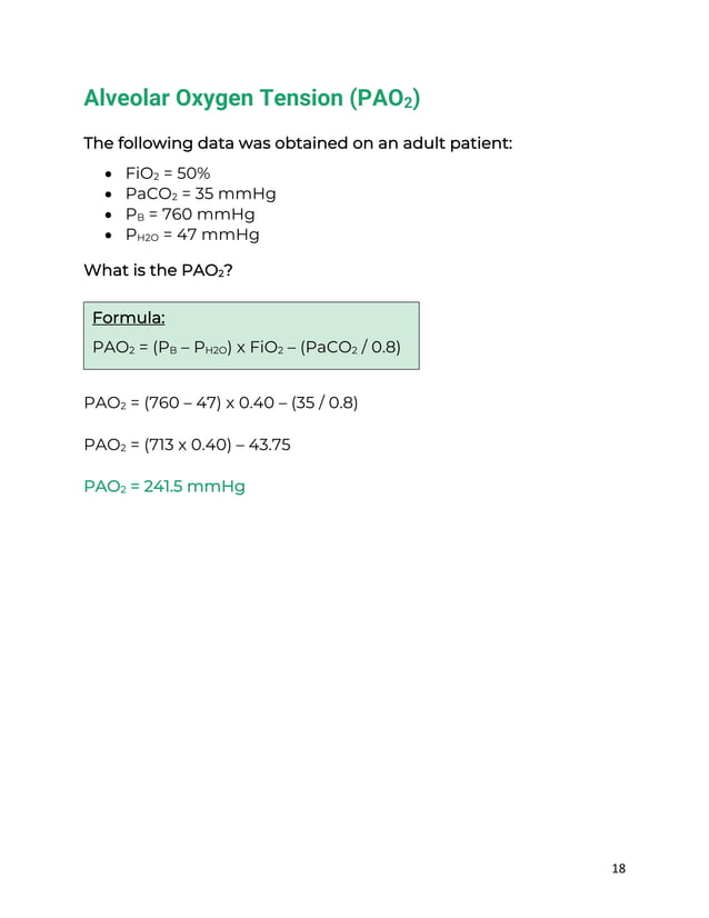 FormulasCalculationsCheatSheetRespiratoryTherapy.pdf | Lung and ...