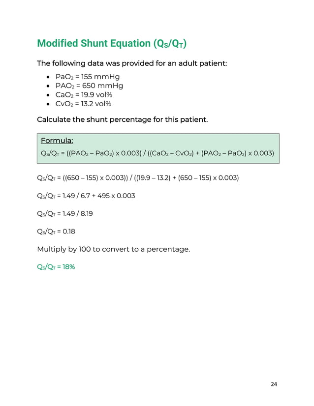 FormulasCalculationsCheatSheetRespiratoryTherapy.pdf | Lung and ...