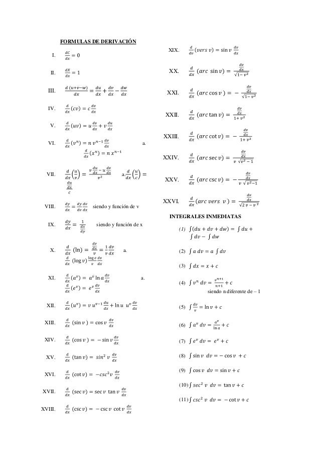 Formulas de calculo