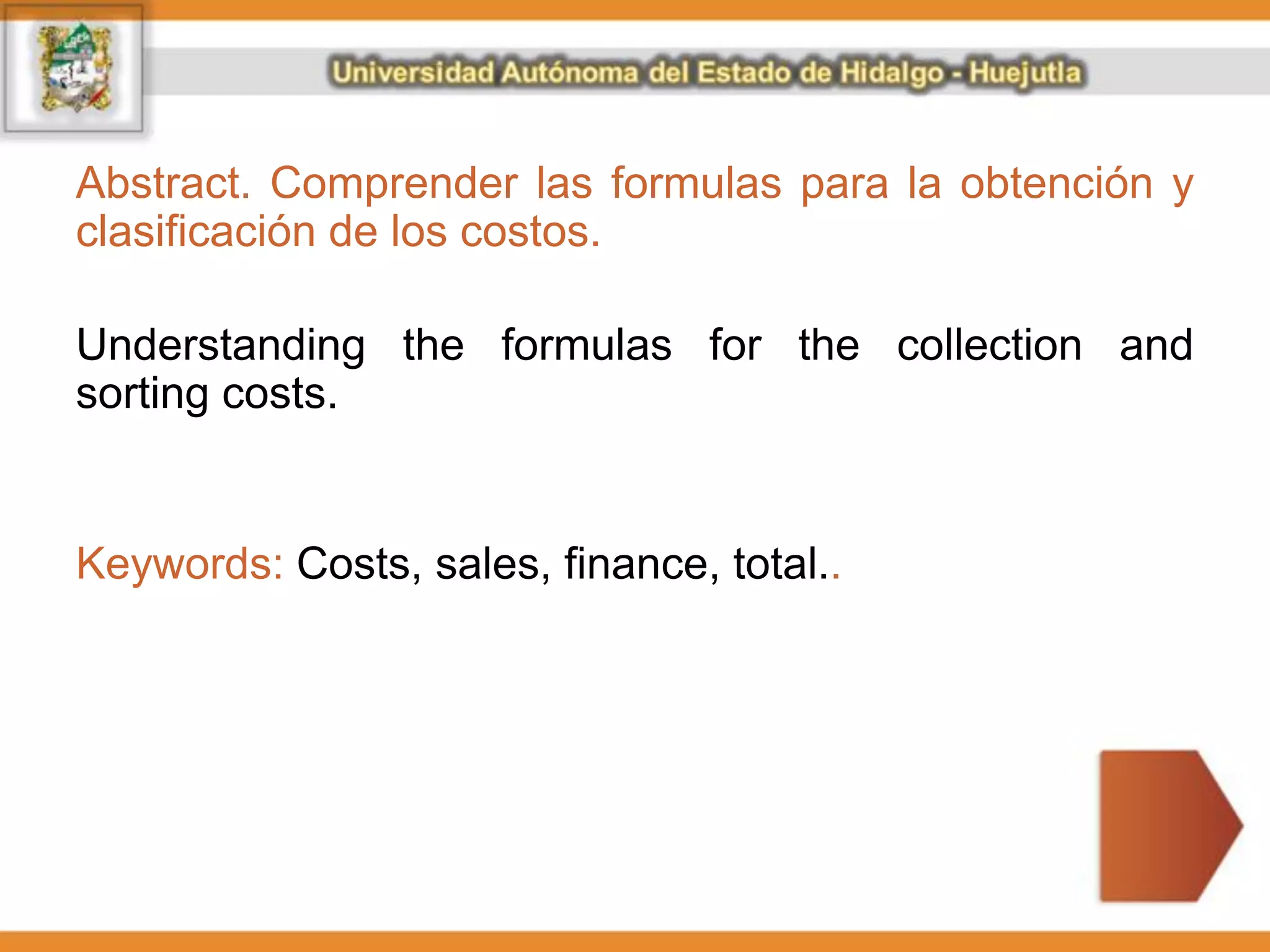 Formulas de los_costos | PDF | Business | Business and Finance