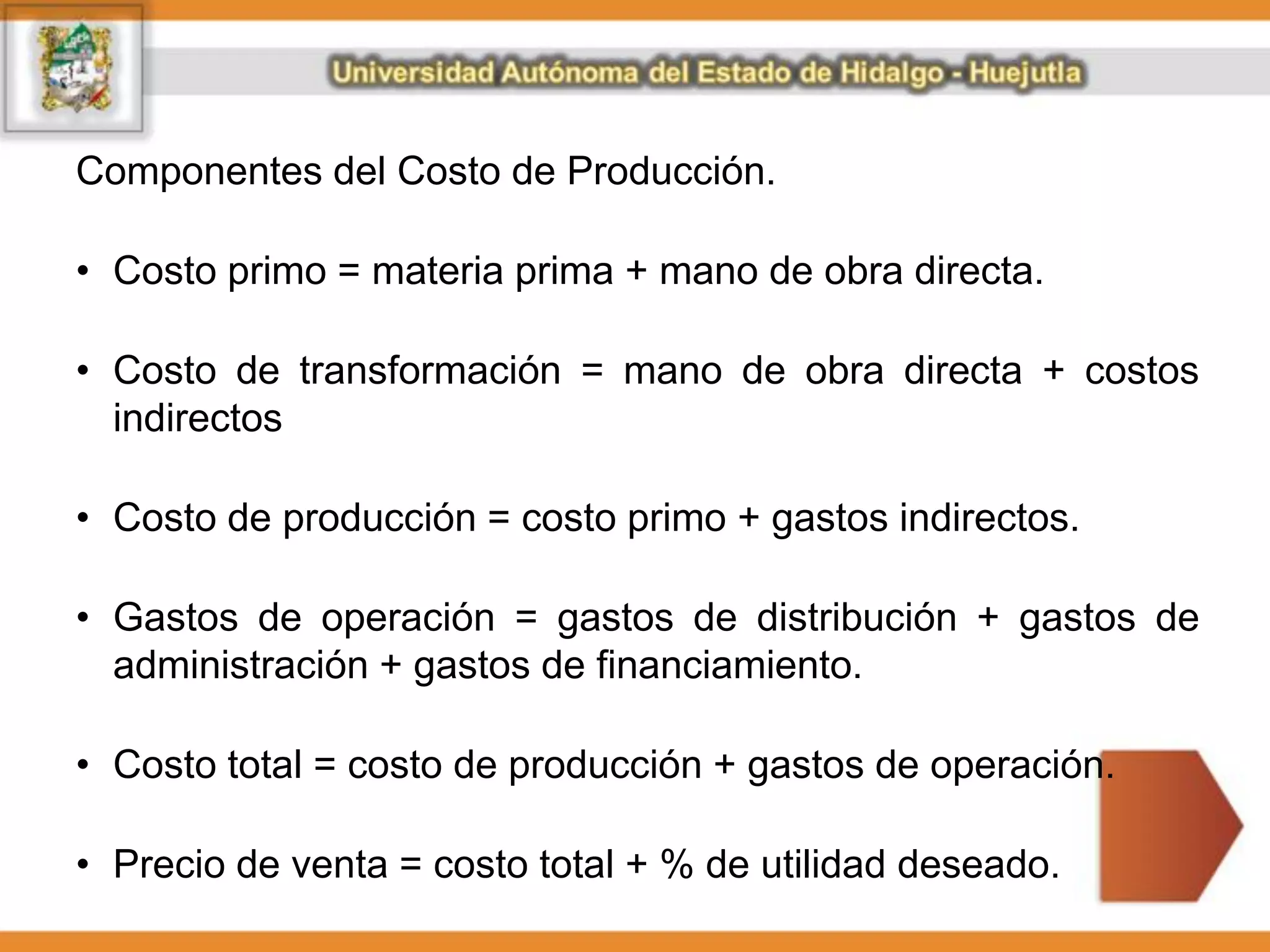 Formulas de los_costos | PDF | Business | Business and Finance