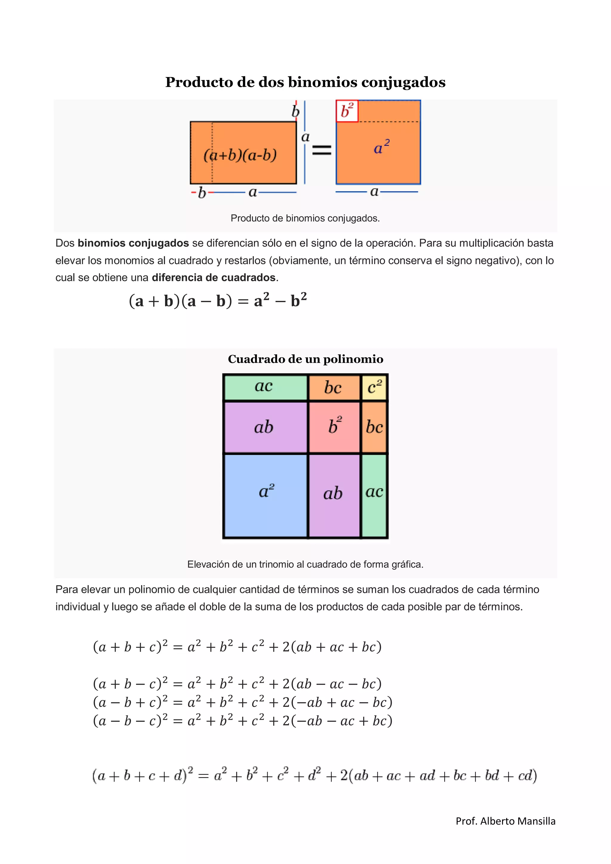 Formulas de productos notables | PDF