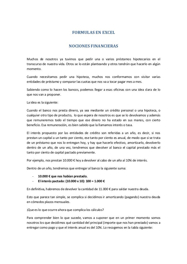 Formulas Financieras Con Excel - mumsiocreditos