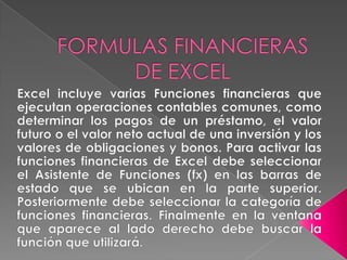 Formulas financieras de excel | PPTX