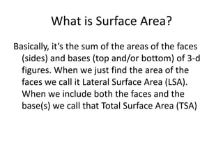Formulas for calculating surface area and volume | PPTX