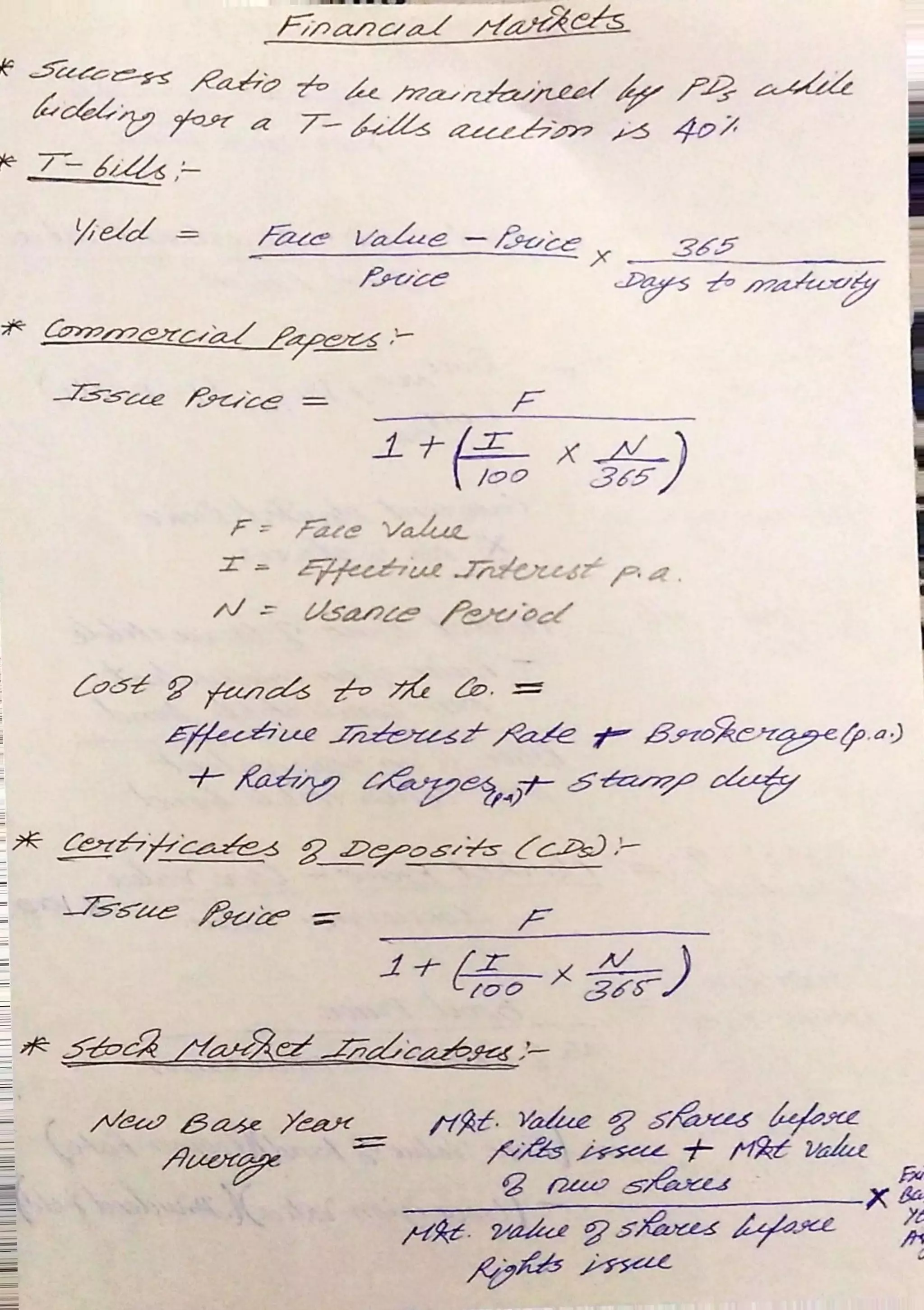 Formulas for financial markets | PDF