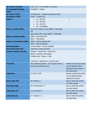 Formulas for pmp exam | PDF