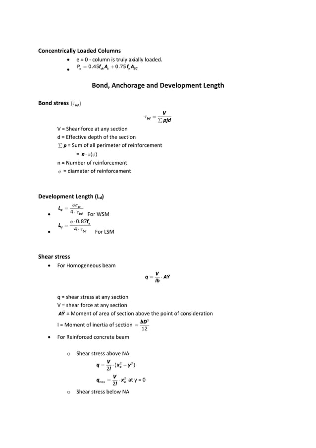 Formulas for RCC.pdf | Civil Engineering Industry | Industries