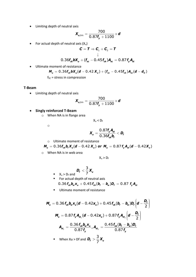 Formulas for RCC.pdf | Civil Engineering Industry | Industries