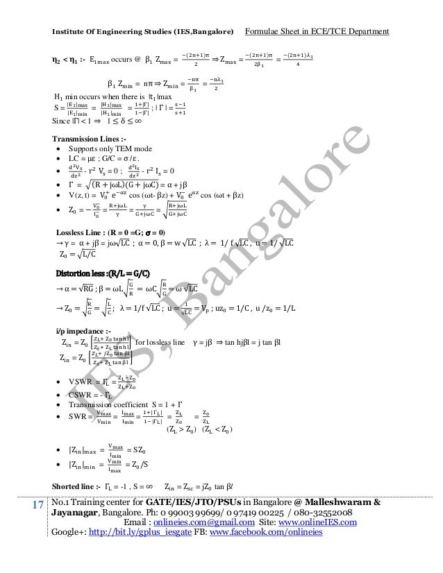 Formula sheet for ec&ee