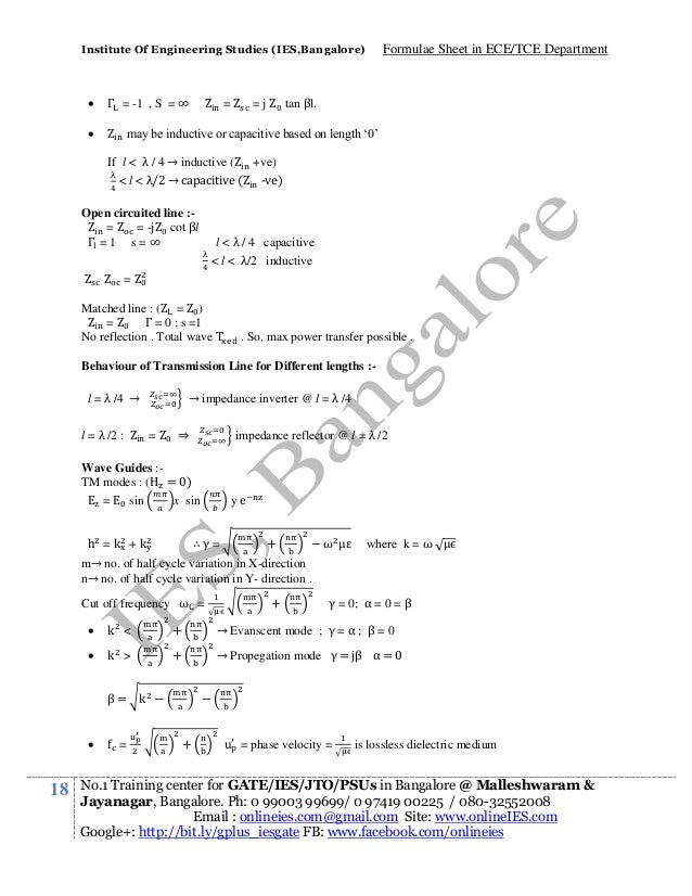 Formula sheet for ec&ee
