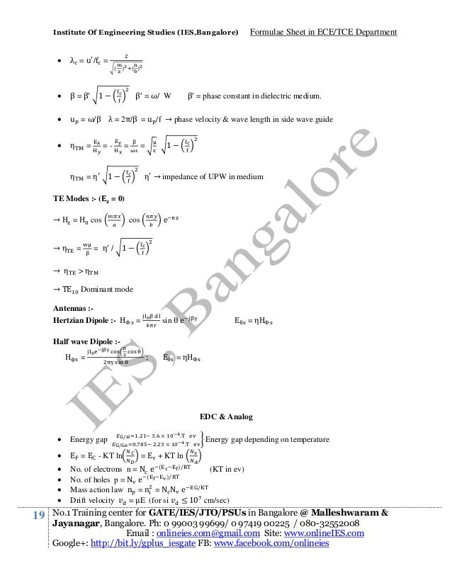 Formula sheet for ec&ee