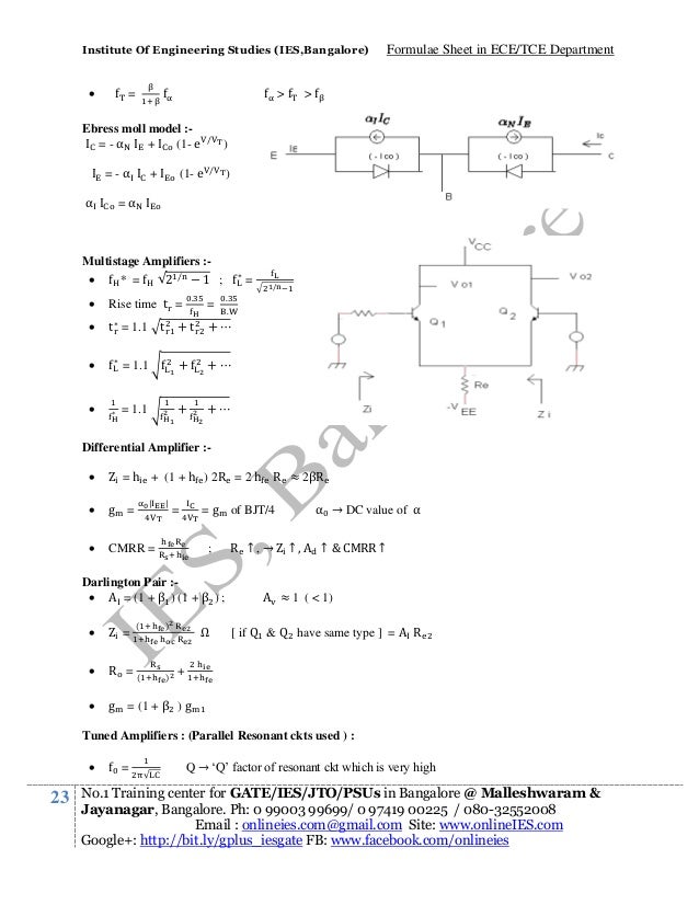 Formula sheet for ec&ee