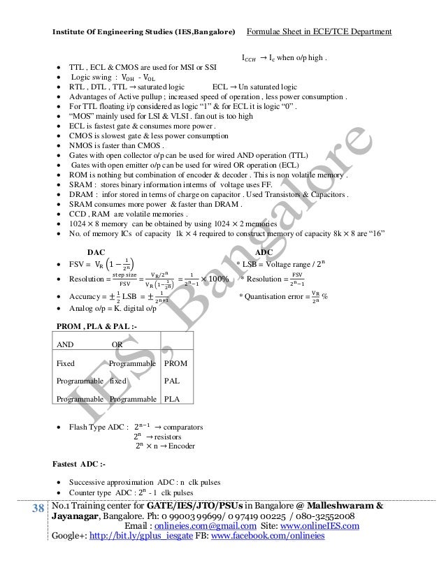 Formula sheet for ec&ee