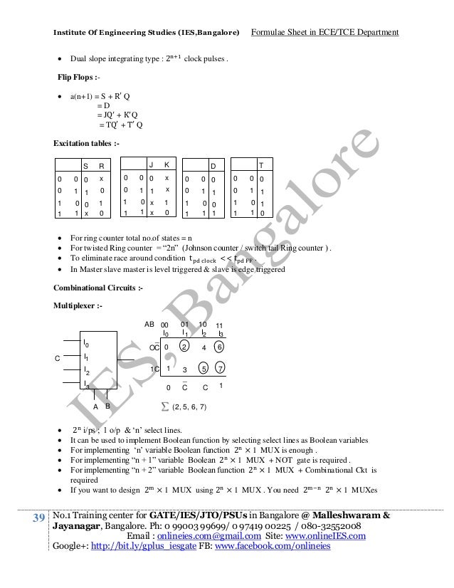 Formula sheet for ec&ee