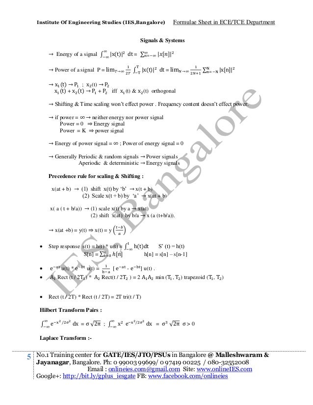 Formula sheet for ec&ee