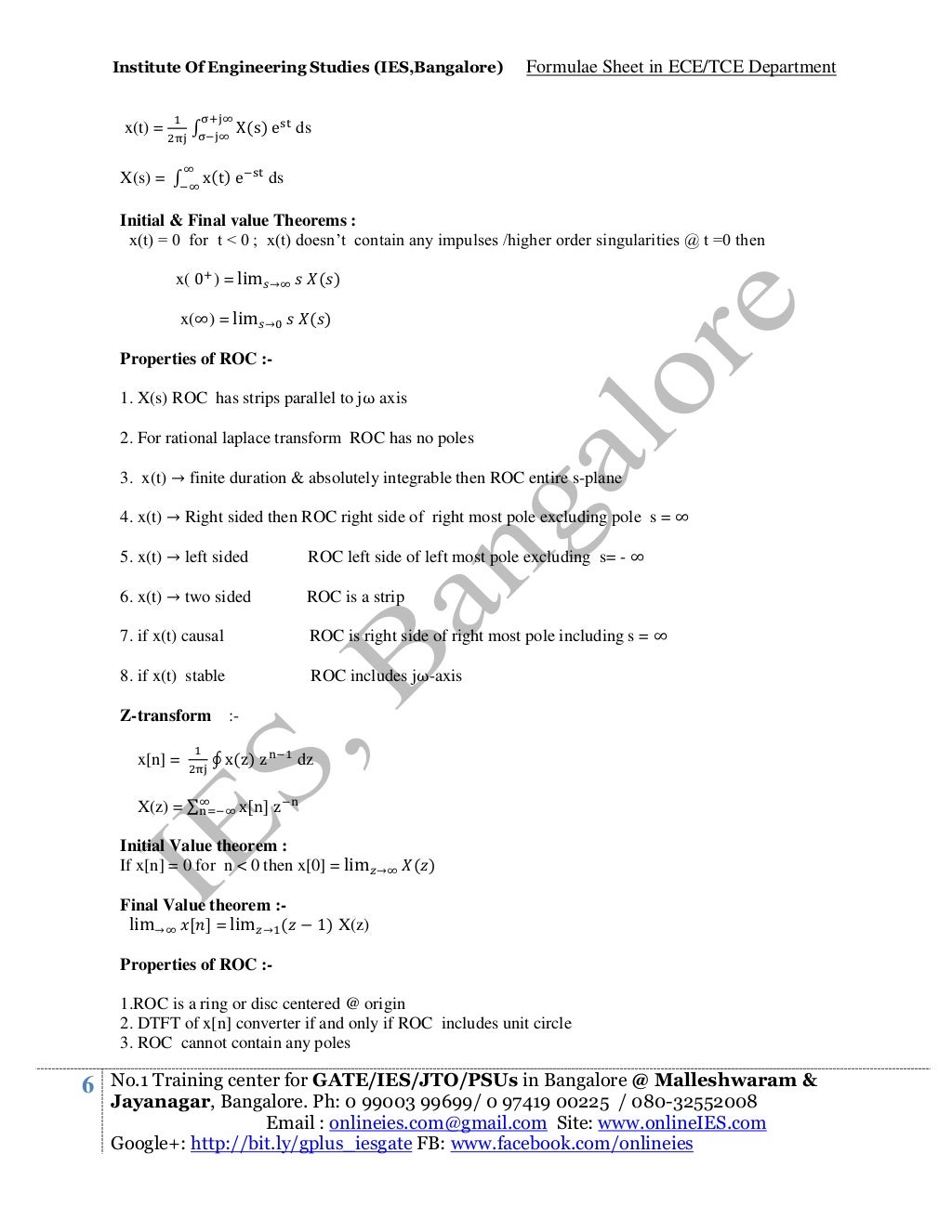 Formula sheet for ec&ee