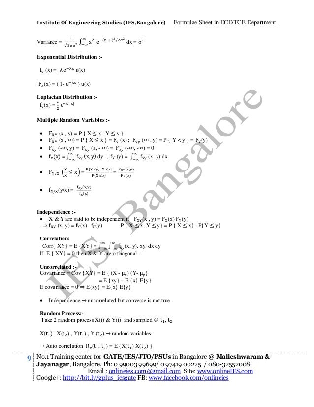 Formula sheet for ec&ee