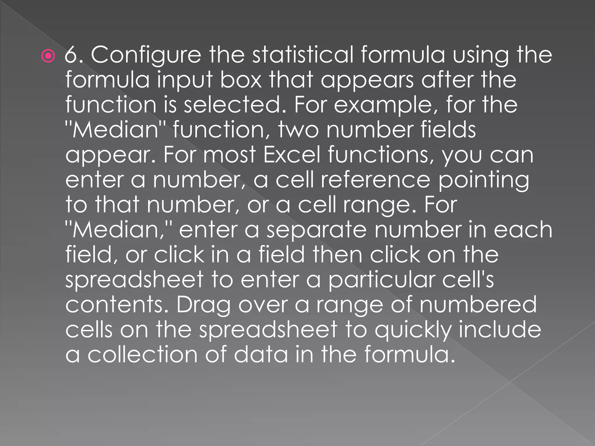 Formulas in ms excel for statistics(report2 in ict math ed) | PPTX ...