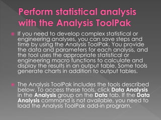 Formulas in ms excel for statistics(report2 in ict math ed) | PPTX ...
