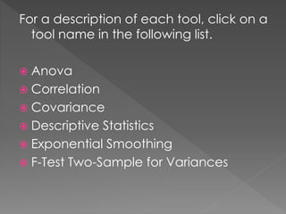 Formulas in ms excel for statistics(report2 in ict math ed) | PPTX ...
