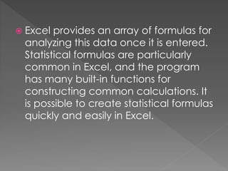 Formulas in ms excel for statistics(report2 in ict math ed) | PPTX ...