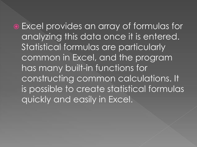 Formulas in ms excel for statistics(report2 in ict math ed) | PPTX ...