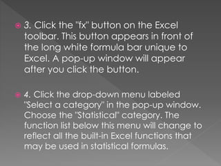 Formulas in ms excel for statistics(report2 in ict math ed) | PPTX | Business Accounting ...