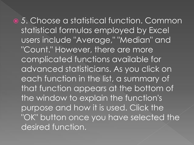 Formulas in ms excel for statistics(report2 in ict math ed) | PPTX ...