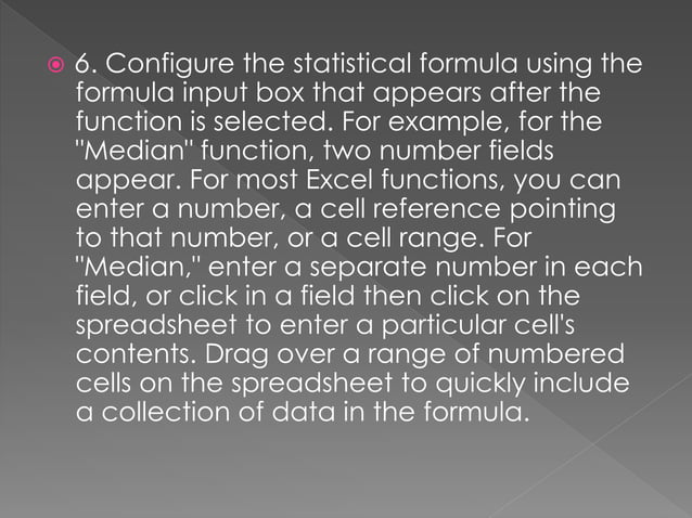 Formulas in ms excel for statistics(report2 in ict math ed) | PPTX ...