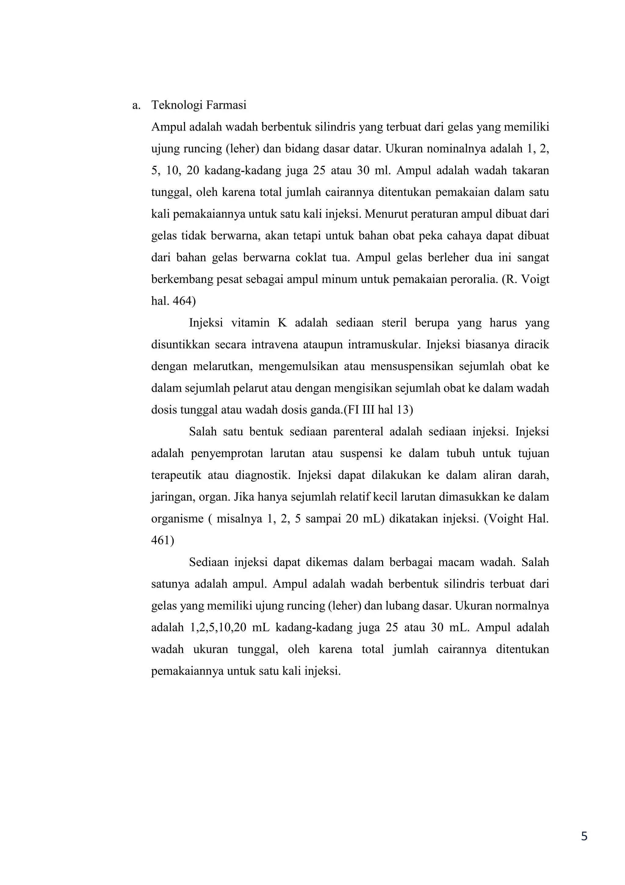 Formulasi Sediaan Steril Injeksi Ampul Hemostatik | PDF