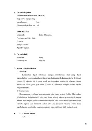 Formulasi Sediaan Steril Injeksi Ampul Hemostatik | PDF