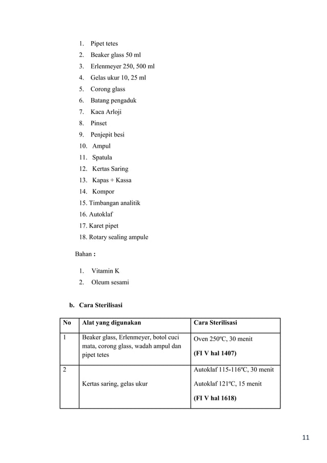 Formulasi Sediaan Steril Injeksi Ampul Hemostatik | PDF