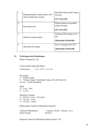 Formulasi Sediaan Steril Injeksi Ampul Hemostatik | PDF