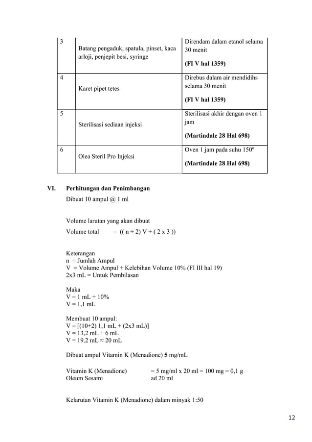 Formulasi Sediaan Steril Injeksi Ampul Hemostatik | PDF