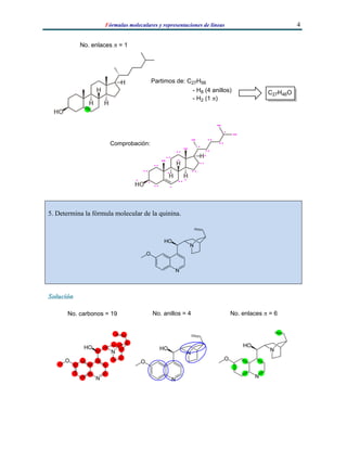 Formulas moleculares y representaciones de línea | PDF