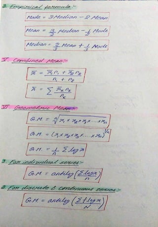 Formulas used in Statistics | PDF