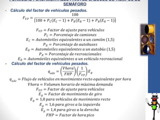 Formulas para el calculo de timpos de semaforo | PPT