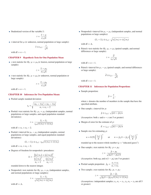 Formulas Statistics Pdf