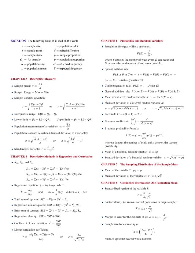 Formulas statistics | PDF